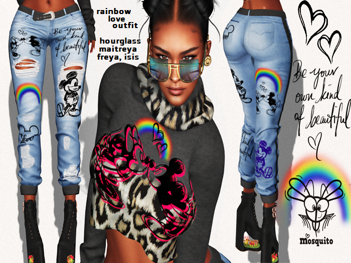 Second Life Marketplace Mosquito Outfit Rainbow Love Body Mesh